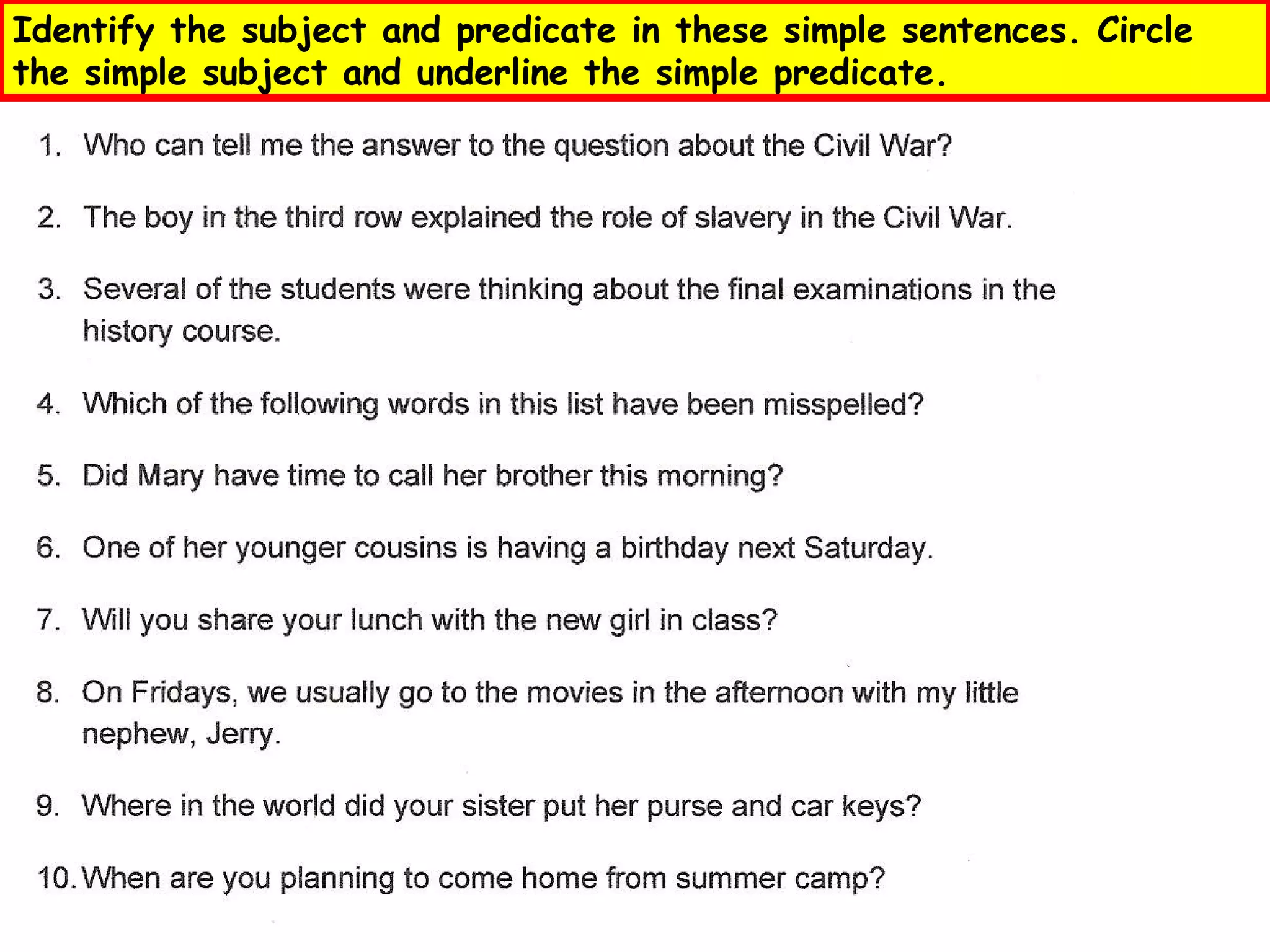 Simple sentences | PPT