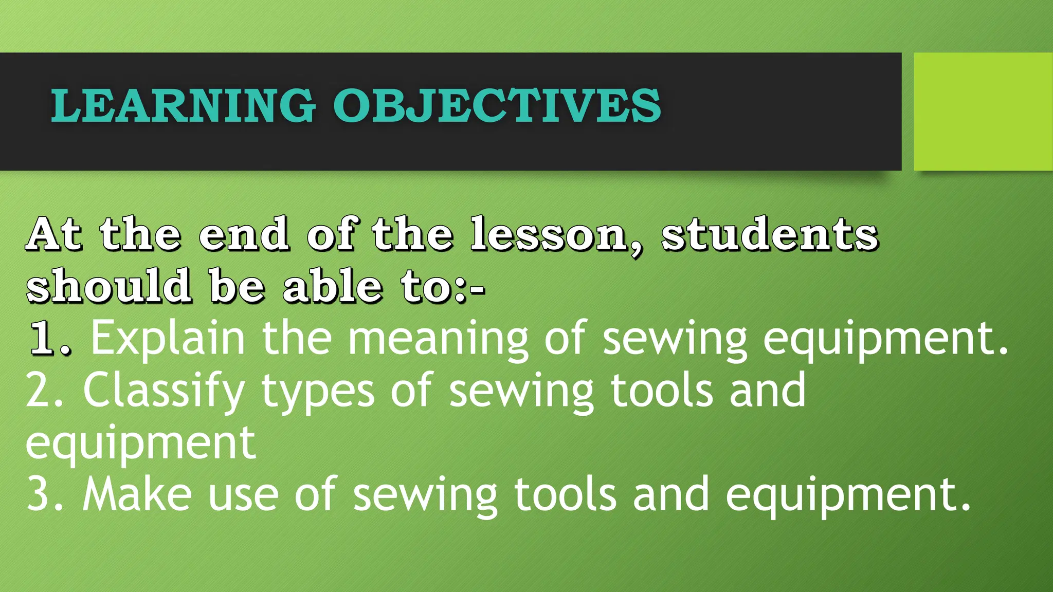 SIMPLE SEWING TOOLS AND EQUIPMENT YR 7.ppt