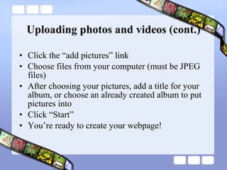 Simple Shutterfly Classroom Website Creation | PPT