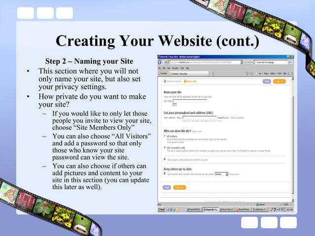 Simple Shutterfly Classroom Website Creation | PPT | Web Development | Internet