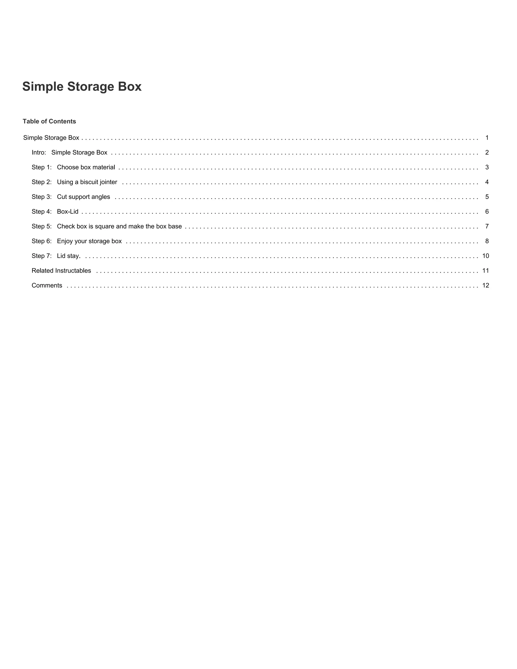 Simple storage box | PDF | Woodworking | Arts and Crafts