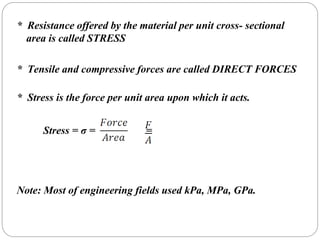 Simple stresses and strain | PPTX