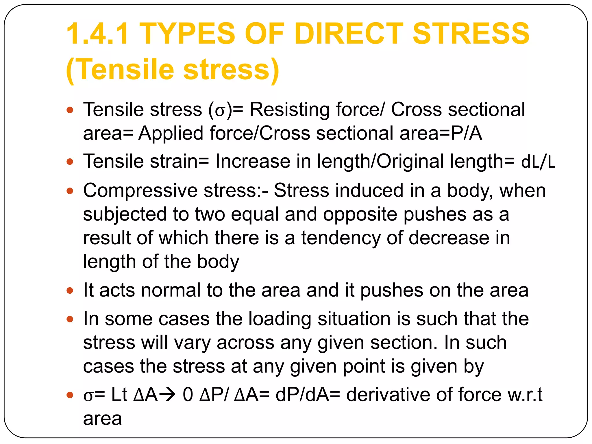 Simple stresses and strains | PPTX