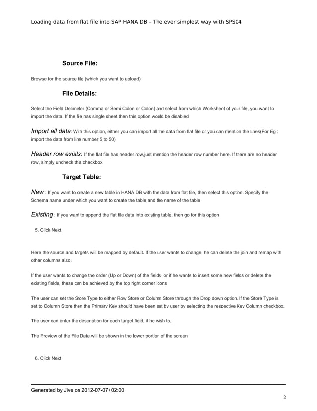 Simplest way of loading data from flat file to hana | PDF