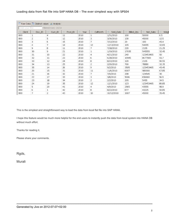 Simplest way of loading data from flat file to hana | PDF