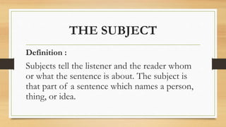 Simple subject and simple predicate | PPTX