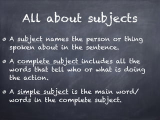 Simple subjects and predicates | PDF