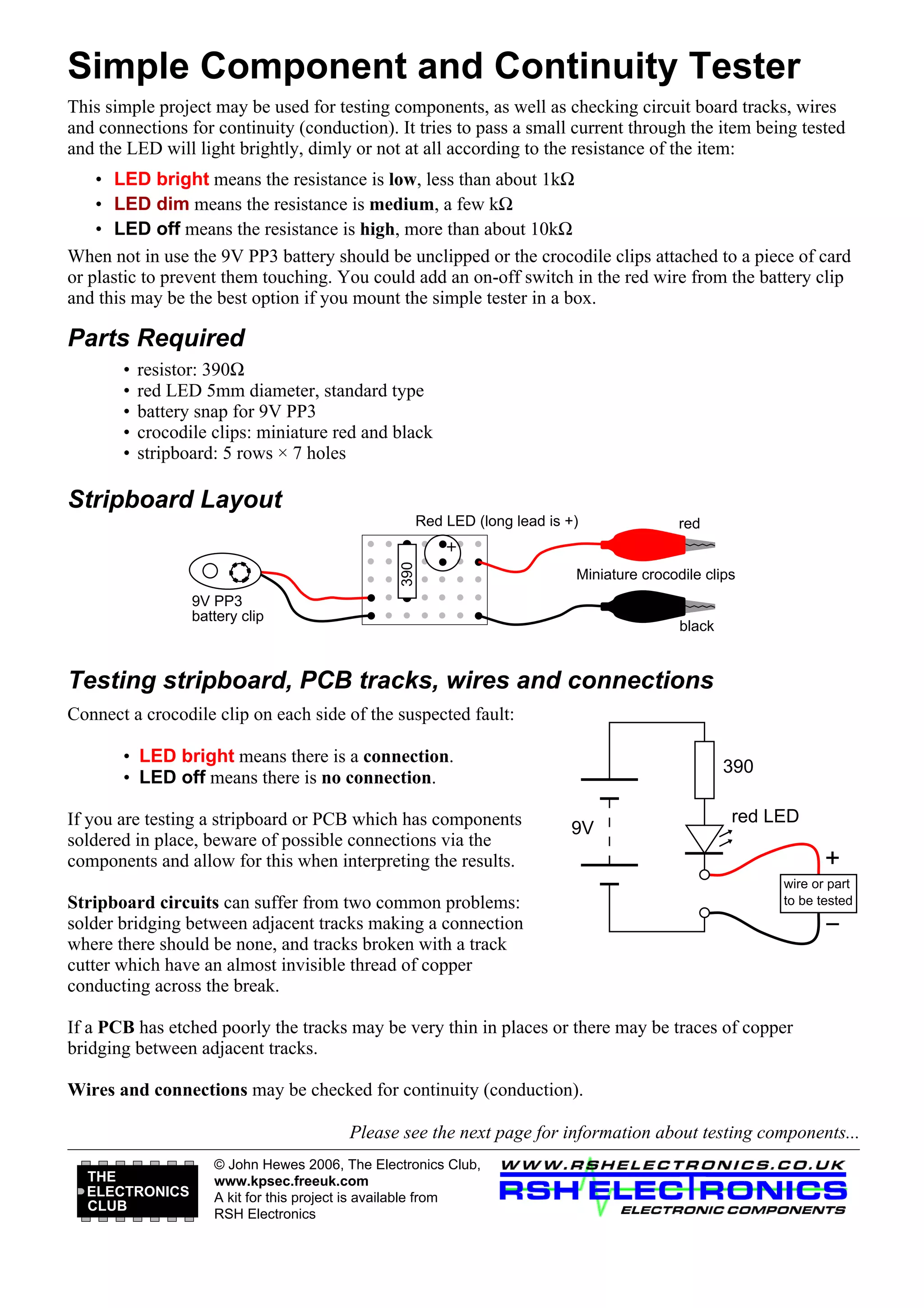 Simplest Continuity Tester | PDF