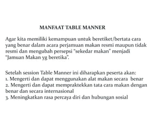simple Table Manner Guide cara simpel makan | PDF