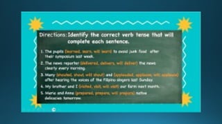 SIMPLE TENSES OF THE VERB-present-past-future | PPTX