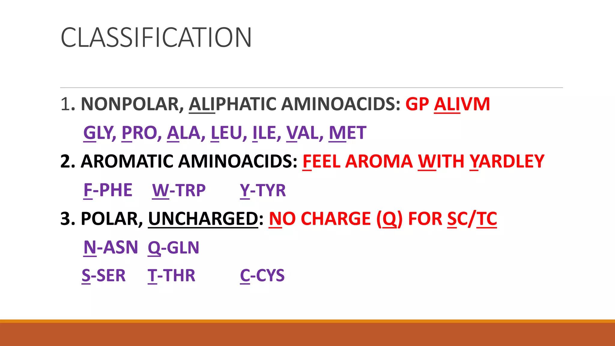 Simple way to remember amino acid classification | PPTX