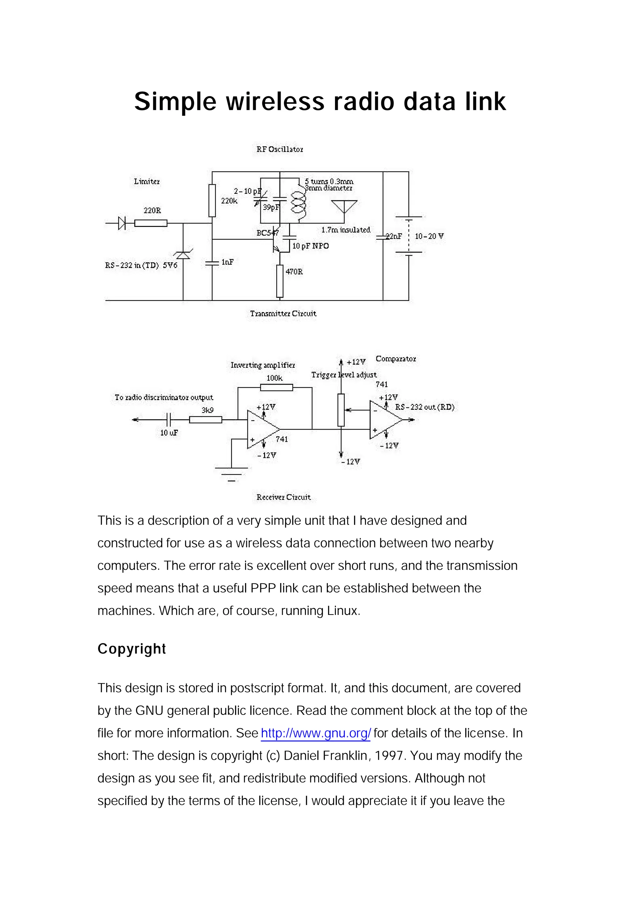 Simple Wireless Radio Data Link | PDF