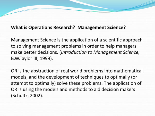 Introduction to Operations Research/ Management Science | PPT