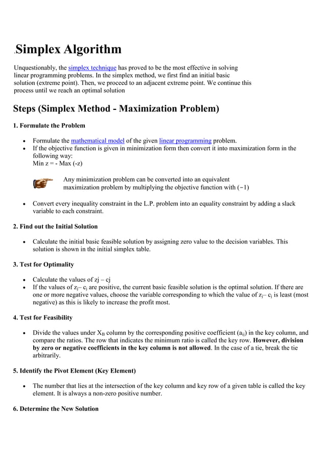 Simplex Method Maximisation Case Pdf 