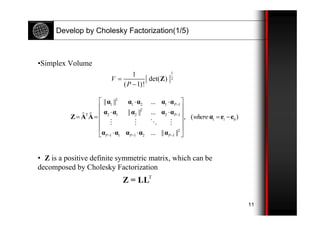 SIMPLEX VOLUME ANALYSIS BASED ON TRIANGULAR FACTORIZATION: A FRAMEWORK ...