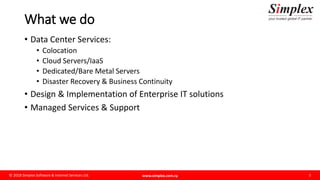 Simplex Data center and Cloud Services - March 2018 | PPT