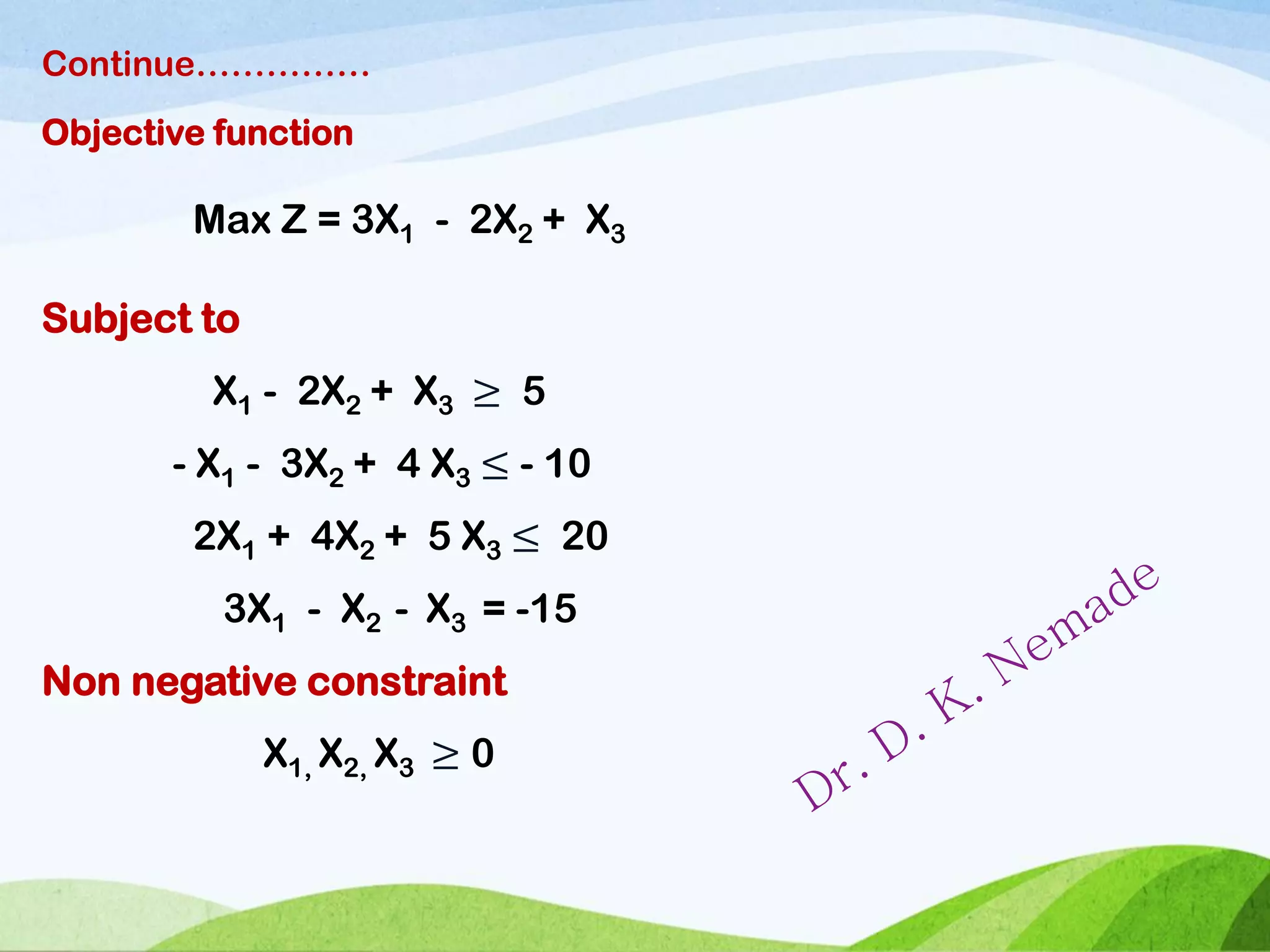 Simplex method: Slack, Surplus & Artificial variable | PDF