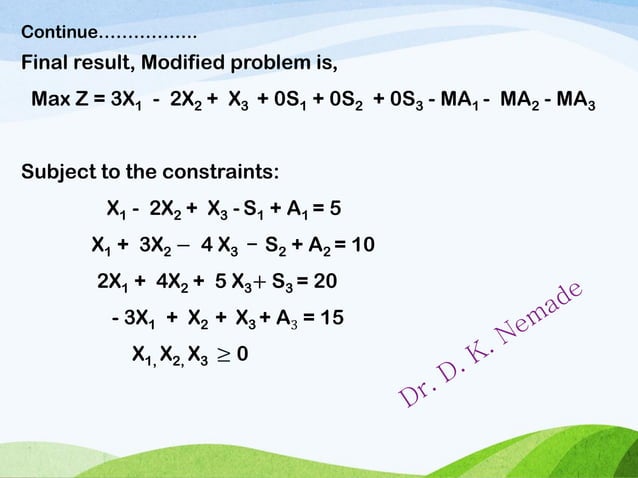Simplex method: Slack, Surplus & Artificial variable | PDF