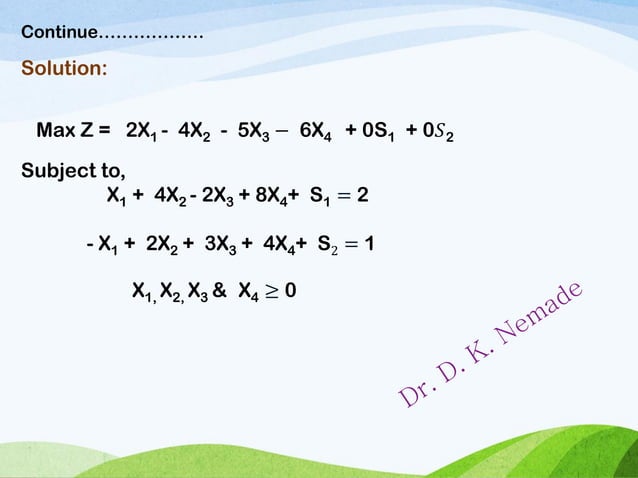 Simplex method: Slack, Surplus & Artificial variable | PDF