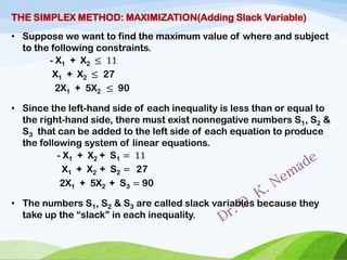 Simplex method: Slack, Surplus & Artificial variable | PDF