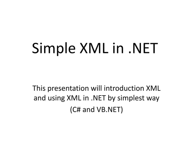 Simple xml in .net
