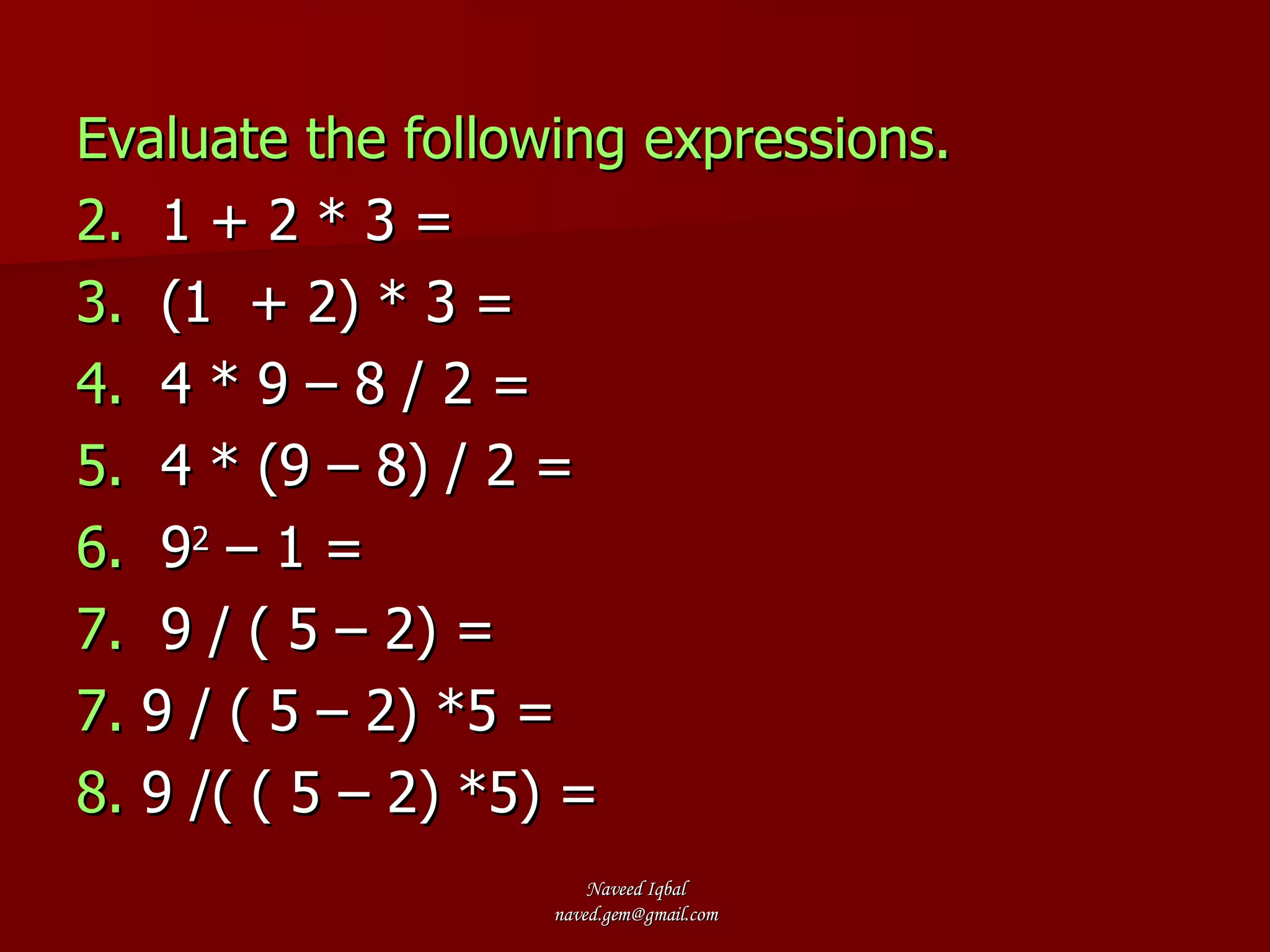 Maths Bodmas Rule Ppt