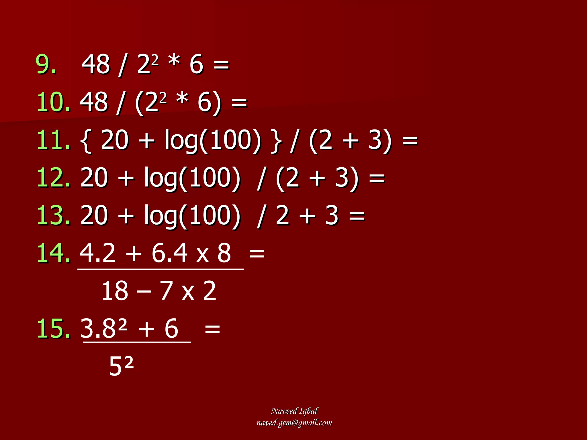 Maths BODMAS rule | PPT