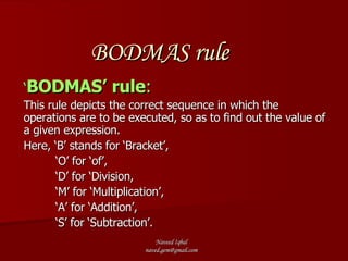 Maths BODMAS rule | PPT
