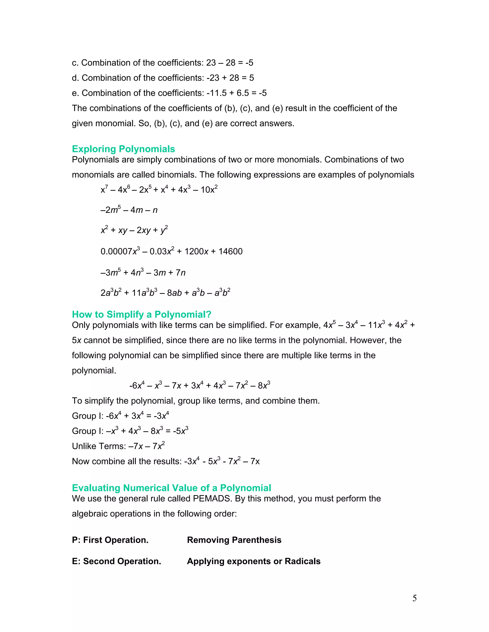 Algebraic Simplification and evaluation | PDF