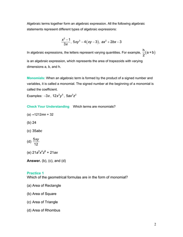 Algebraic Simplification and evaluation | PDF