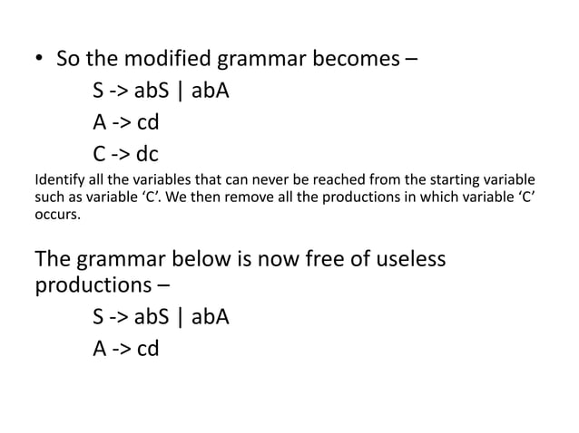 Simplification of cfg ppt | PPTX | Programming Languages | Computing