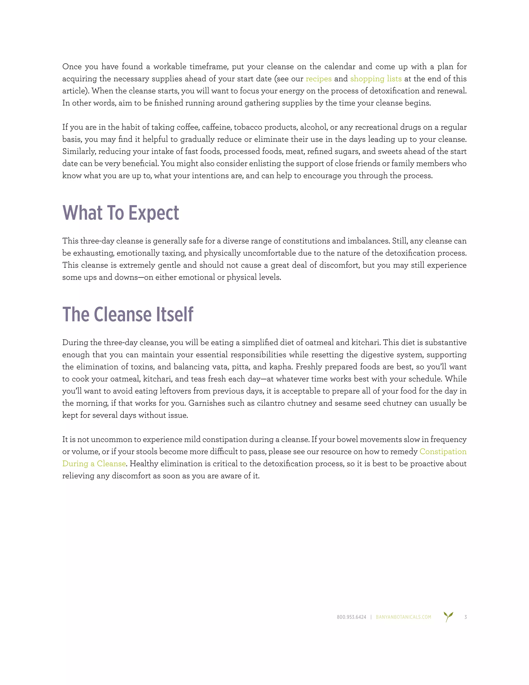 Simplified 3 day ayurvedic / khichidi cleanse | PDF