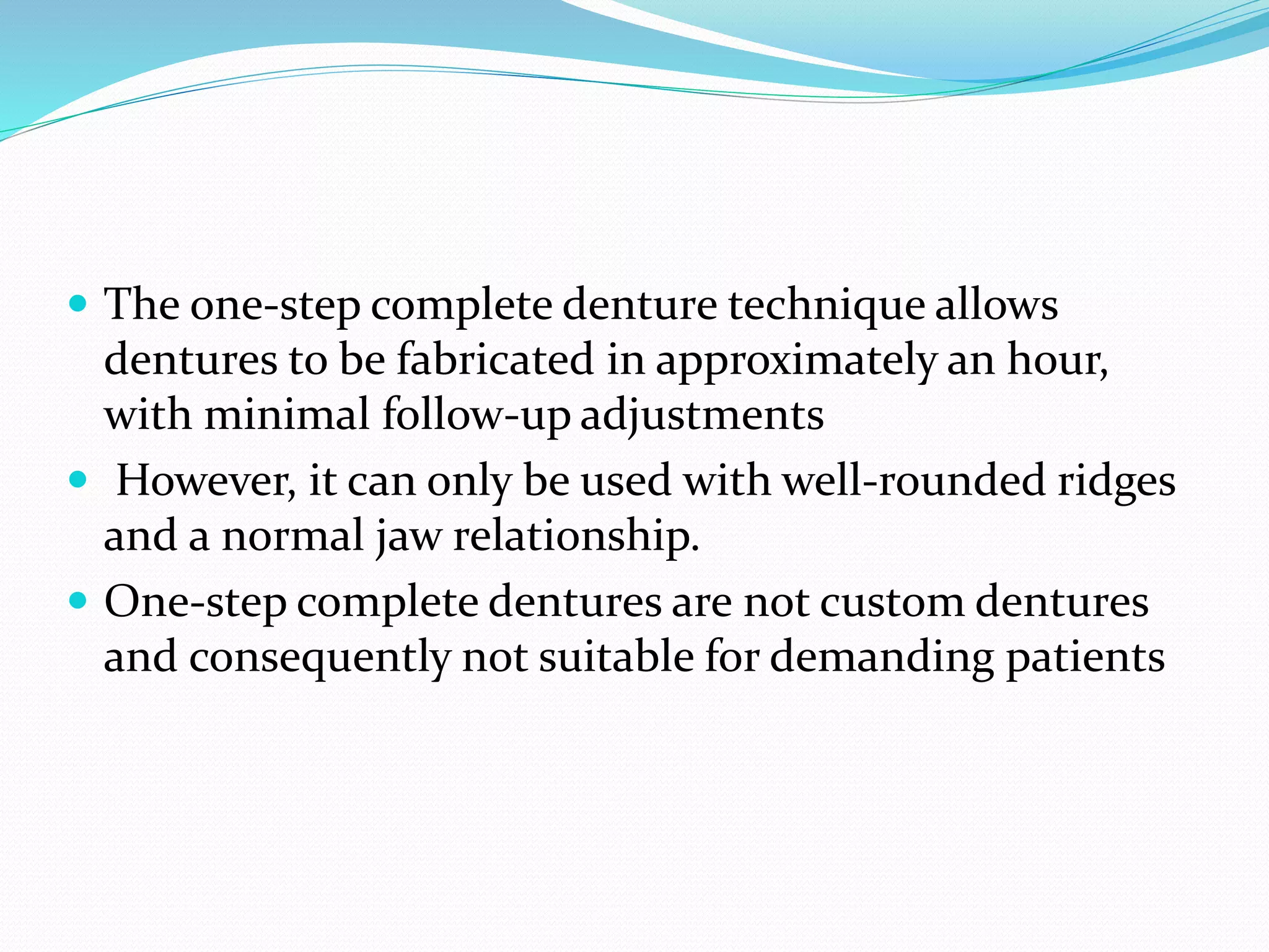 Simplified complete denture a systematic review of literature | PPTX
