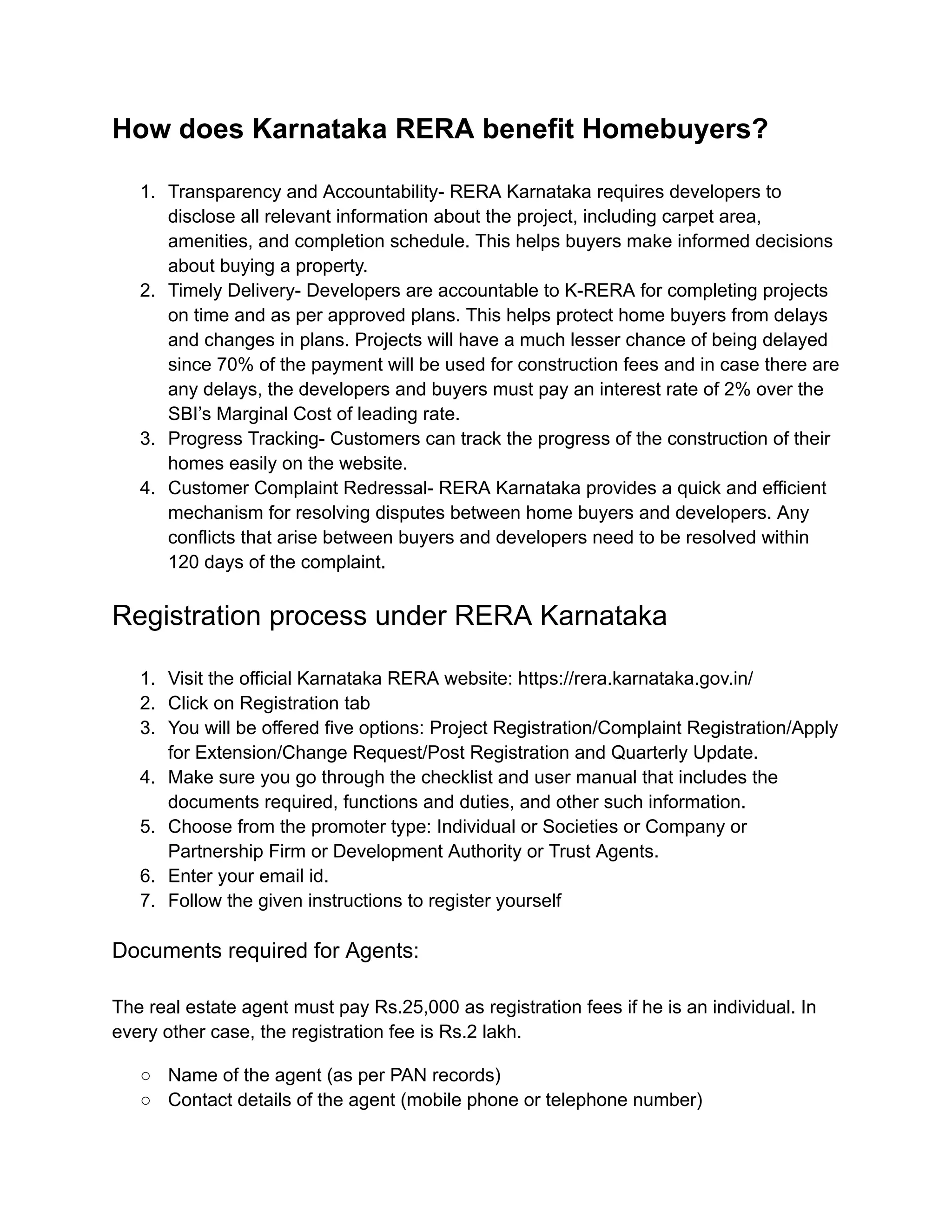 Simplified RERA Karnataka Registration Process, Fees & Charges | PDF