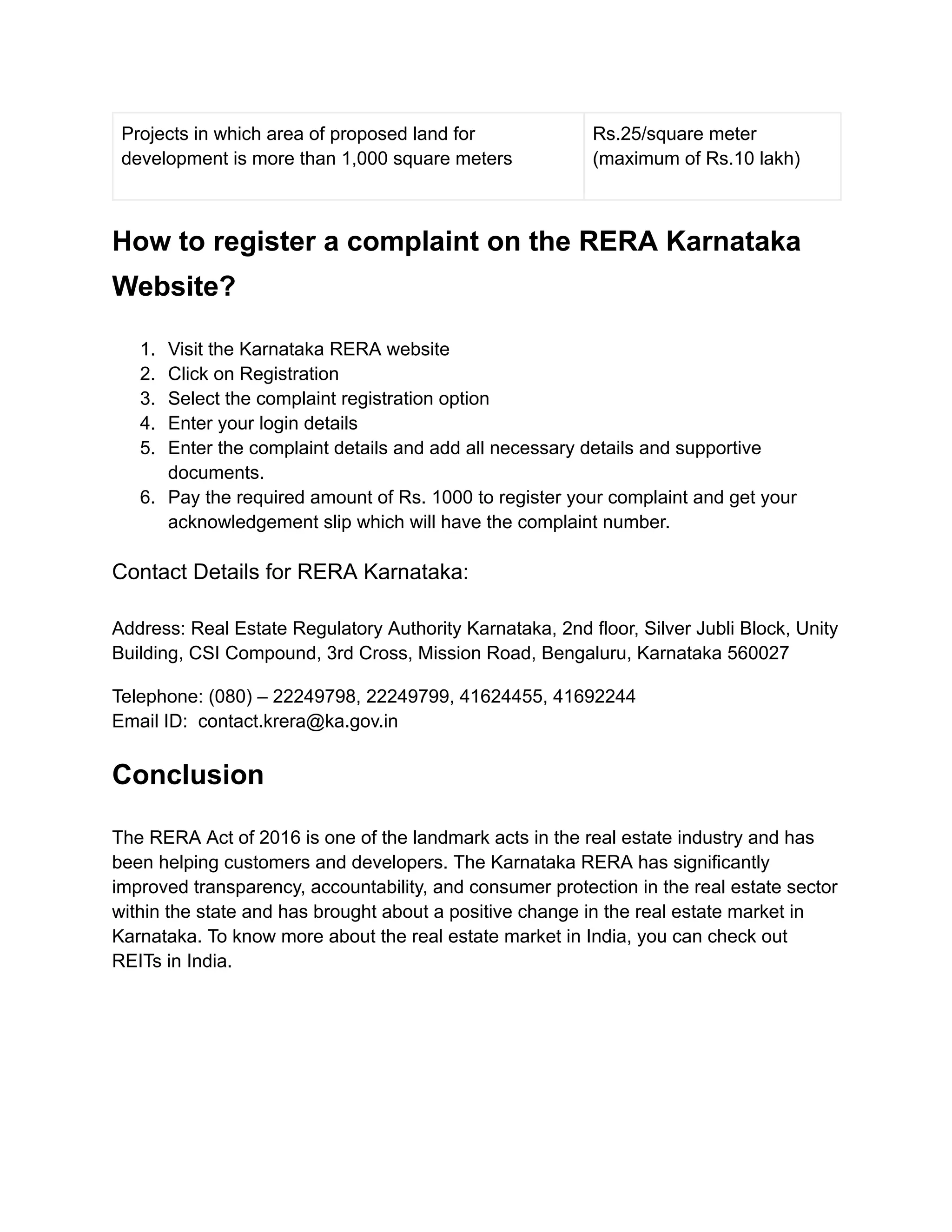 Simplified RERA Karnataka Registration Process, Fees & Charges | PDF
