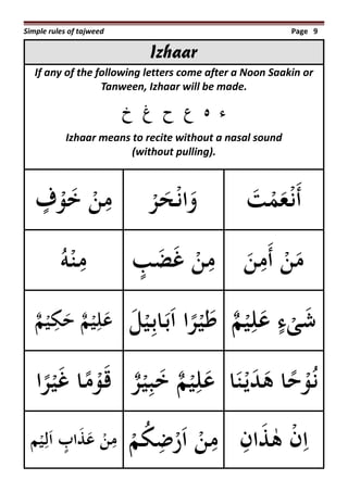 Simplified Rules of Tajweed | PDF