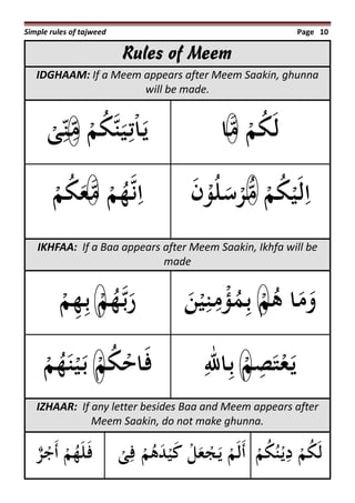 Simplified Rules of Tajweed | PDF