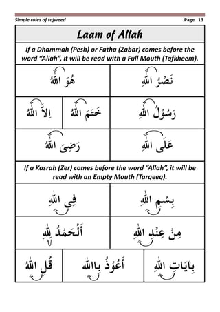 Simplified Rules of Tajweed | PDF