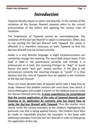 Simplified Rules of Tajweed | PDF