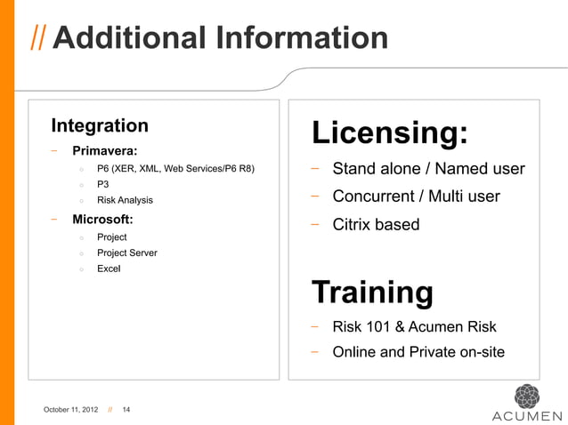 Simplifiying cost and schedule risk analysis with acumen risk | PPT