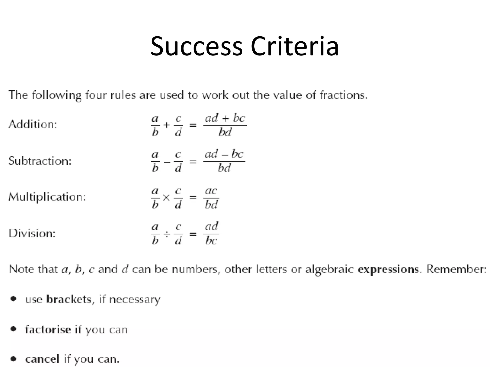 Simplify algebraic fractions | PPTX
