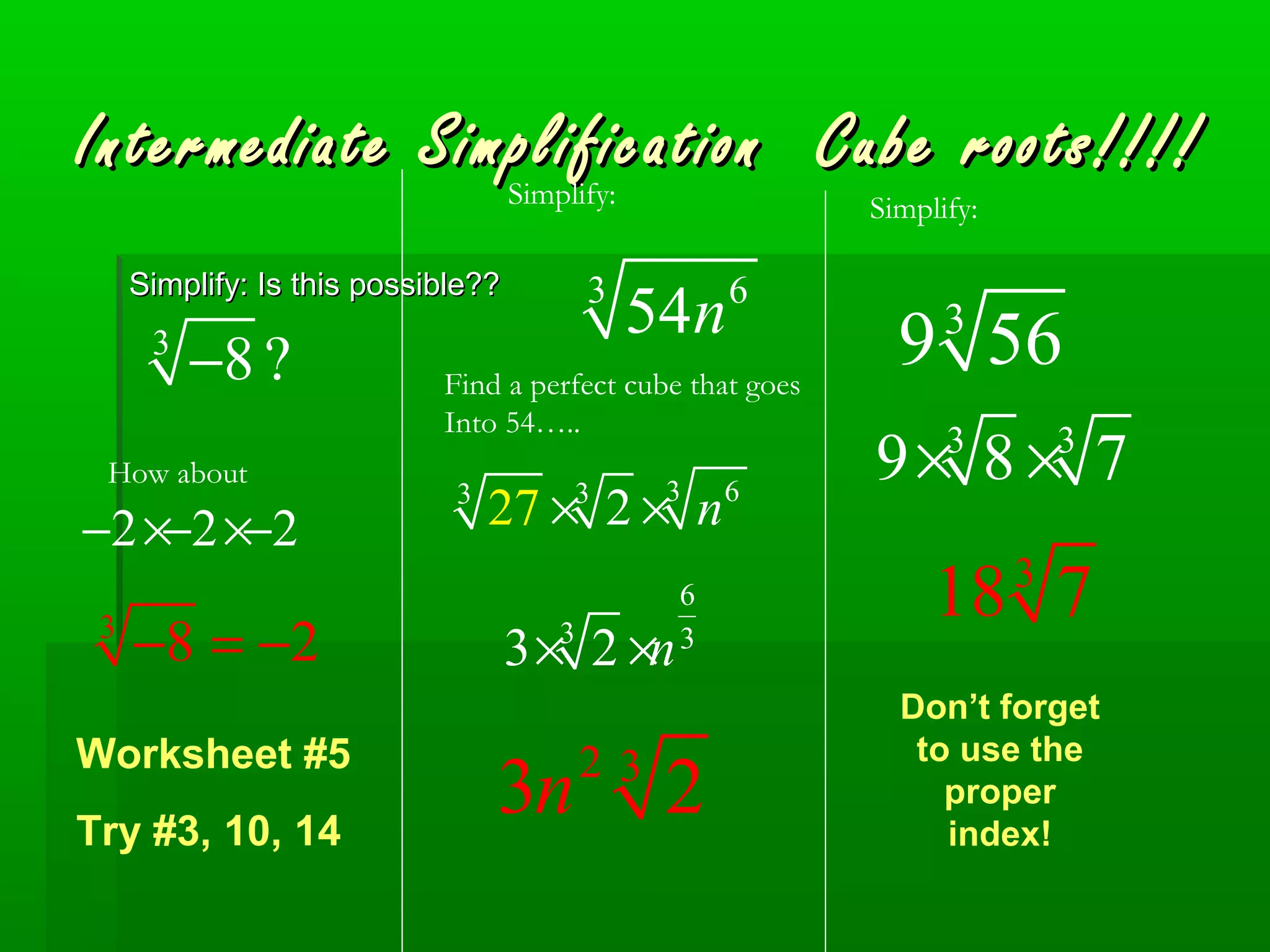 Simplify and add radicals | PPT
