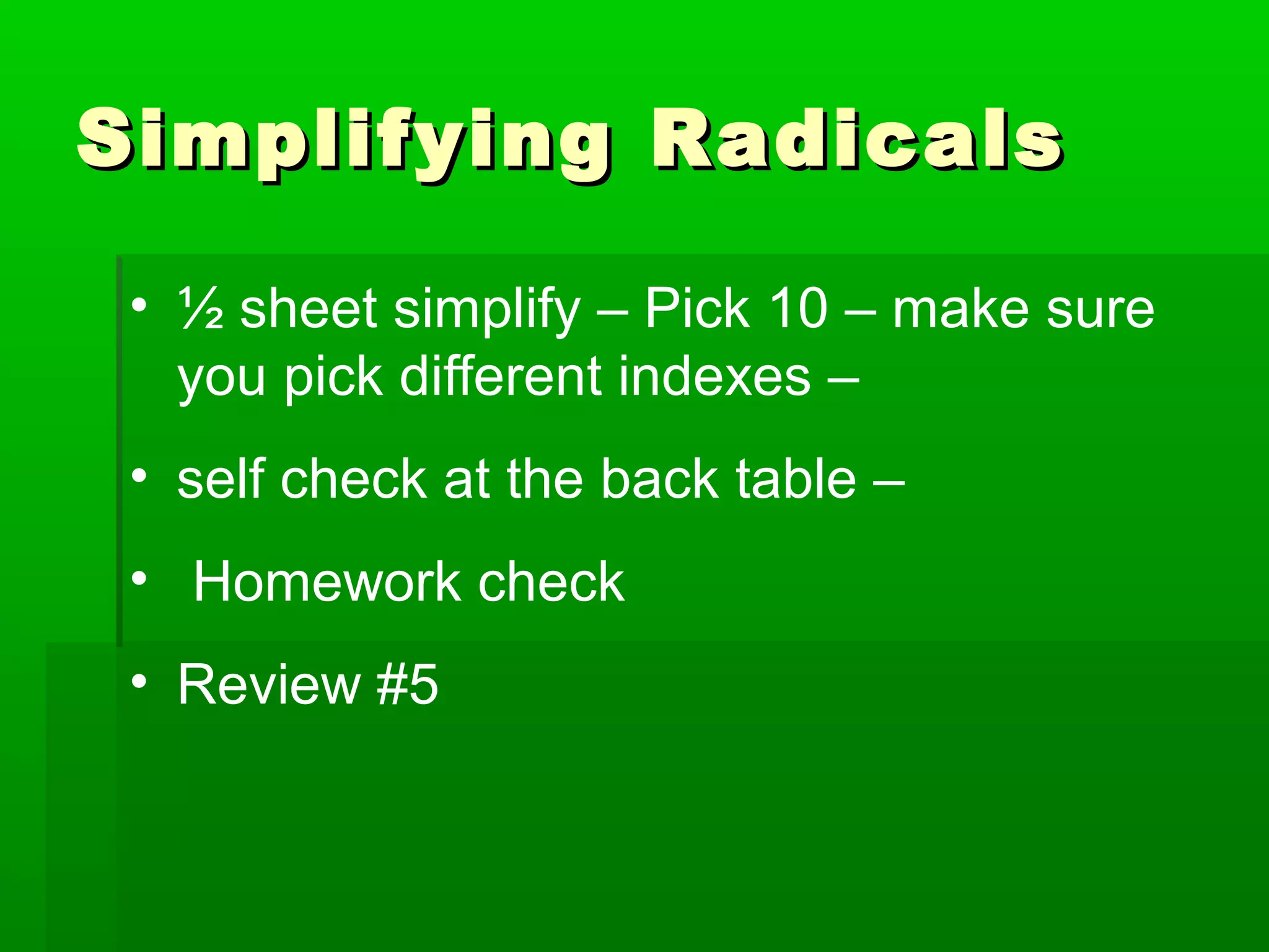 Simplify and add radicals | PPT