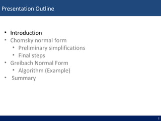 Chomsky & Greibach Normal Forms | PPT