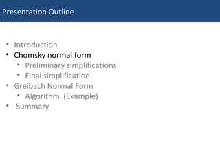 Chomsky & Greibach Normal Forms | PPT