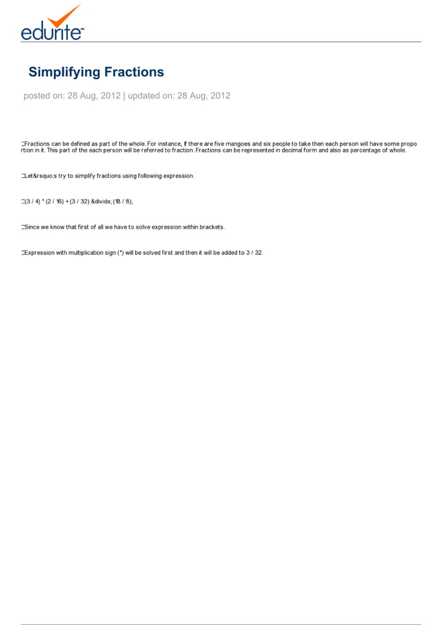 Simplifying Fractions | PDF