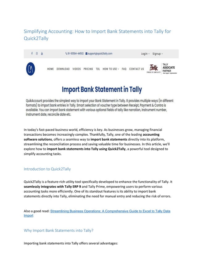 Simplifying Accounting How to Import Bank Statements into Tally for ...