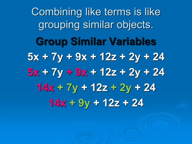 Math: simplifying algebraic expressions | PPT