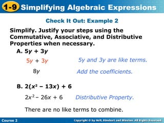 Simplifying algebraic expressions | PPT