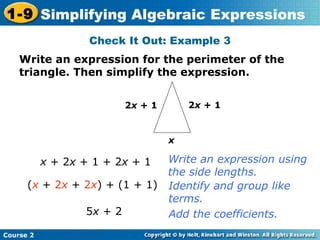 Simplifying algebraic expressions | PPT